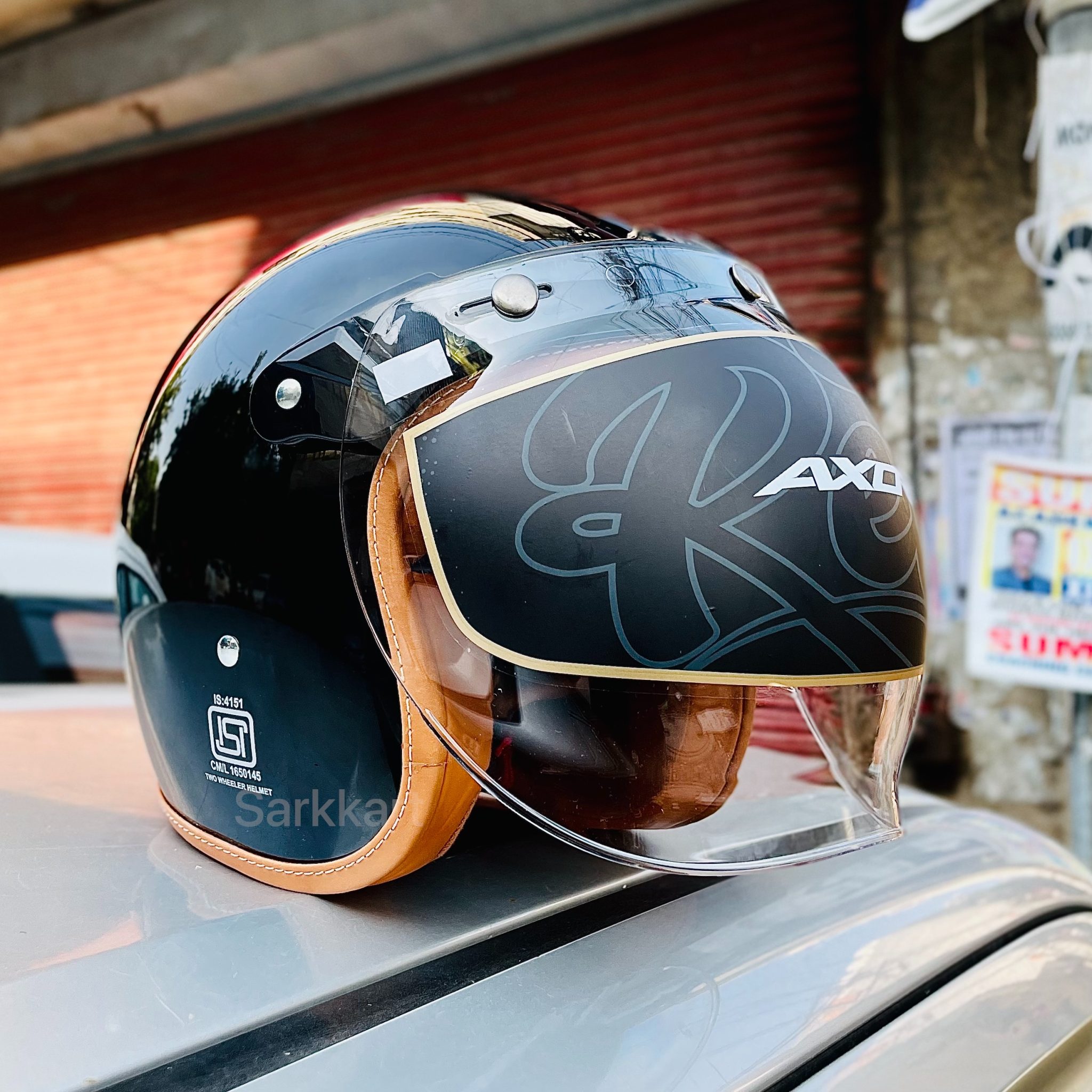 AXOR Apex Retro Jet Dull Black Colour helmet with FMVSS 218 ...