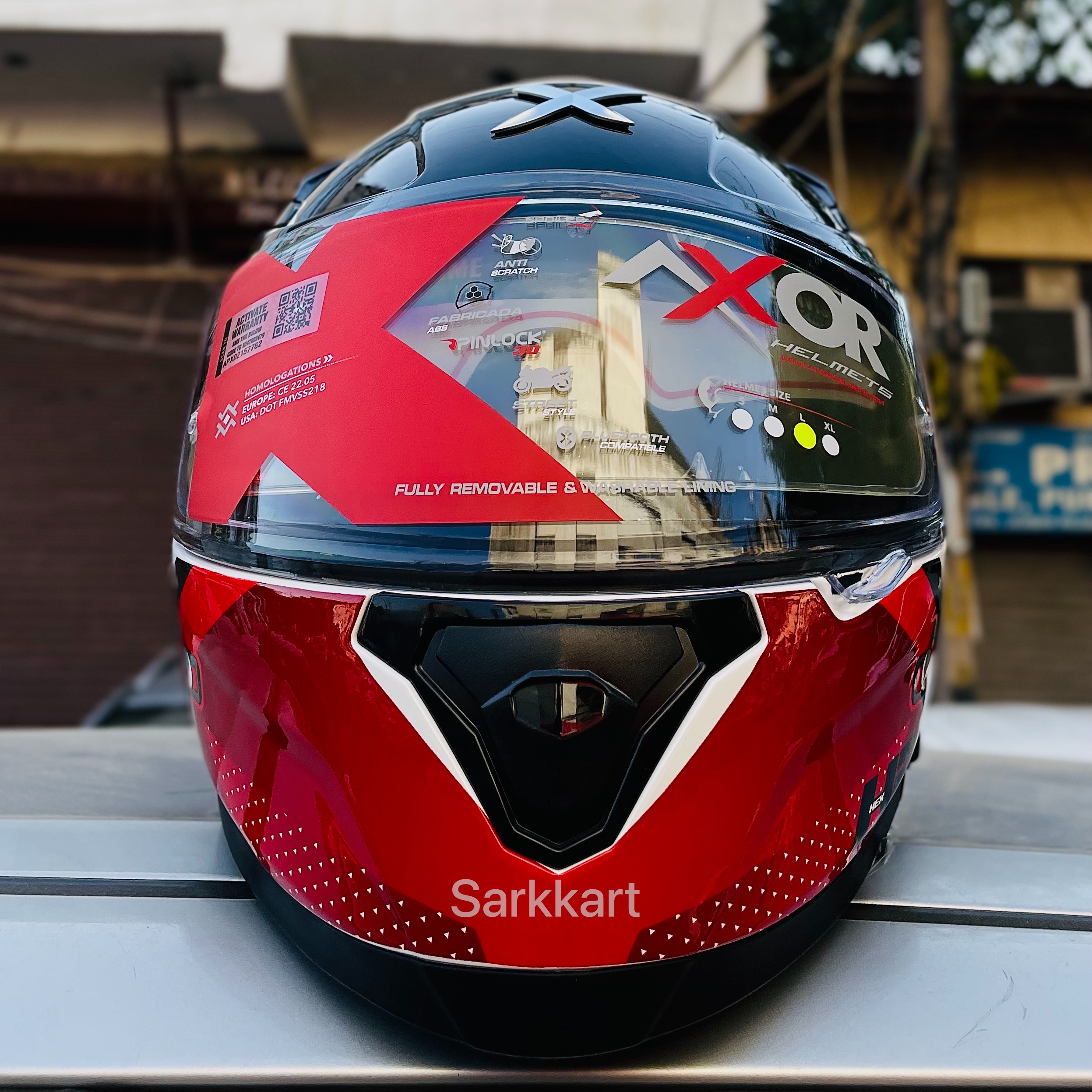 Axor apex HEX-2 White Red Dual Visor full face helmet with Ece 22.05 ...