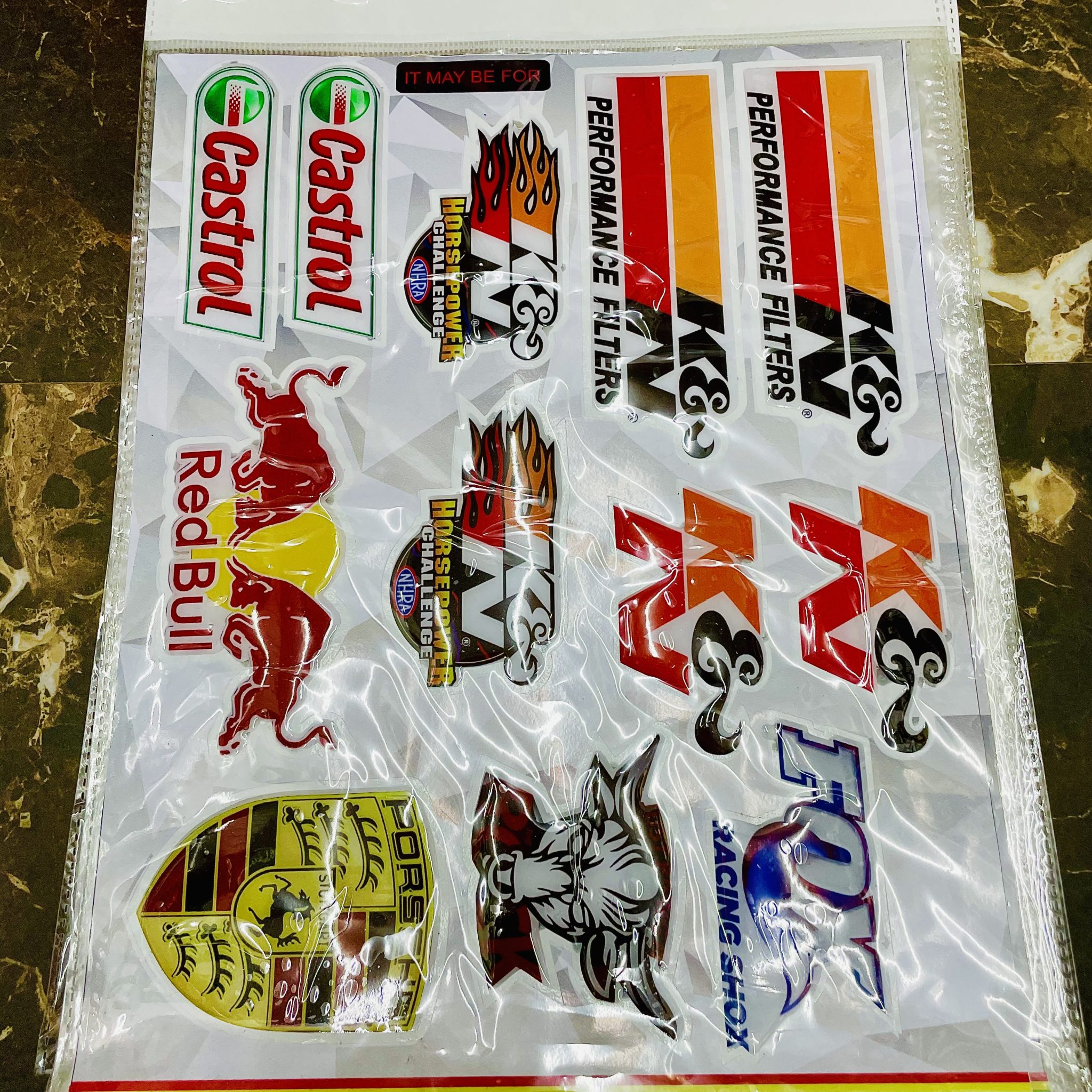 Sarkkart original Stickers pack for bikes Logo Castrol Red Bull Porsche ...