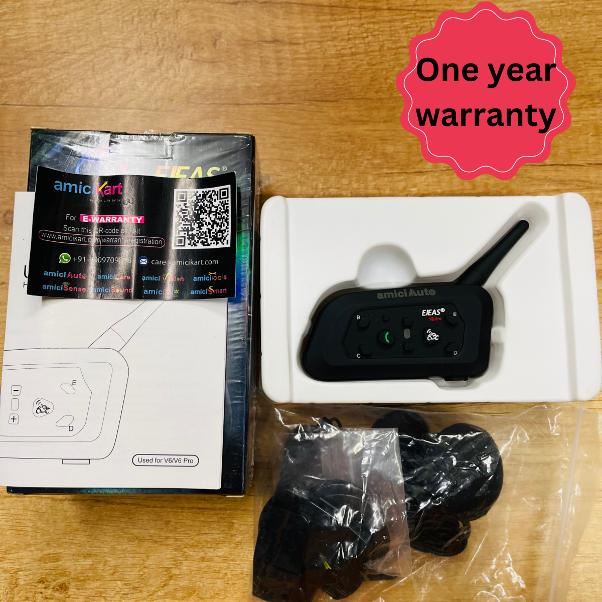 EJEAS V6 Pro Motorcycle Bluetooth Intercom - Sarkkart