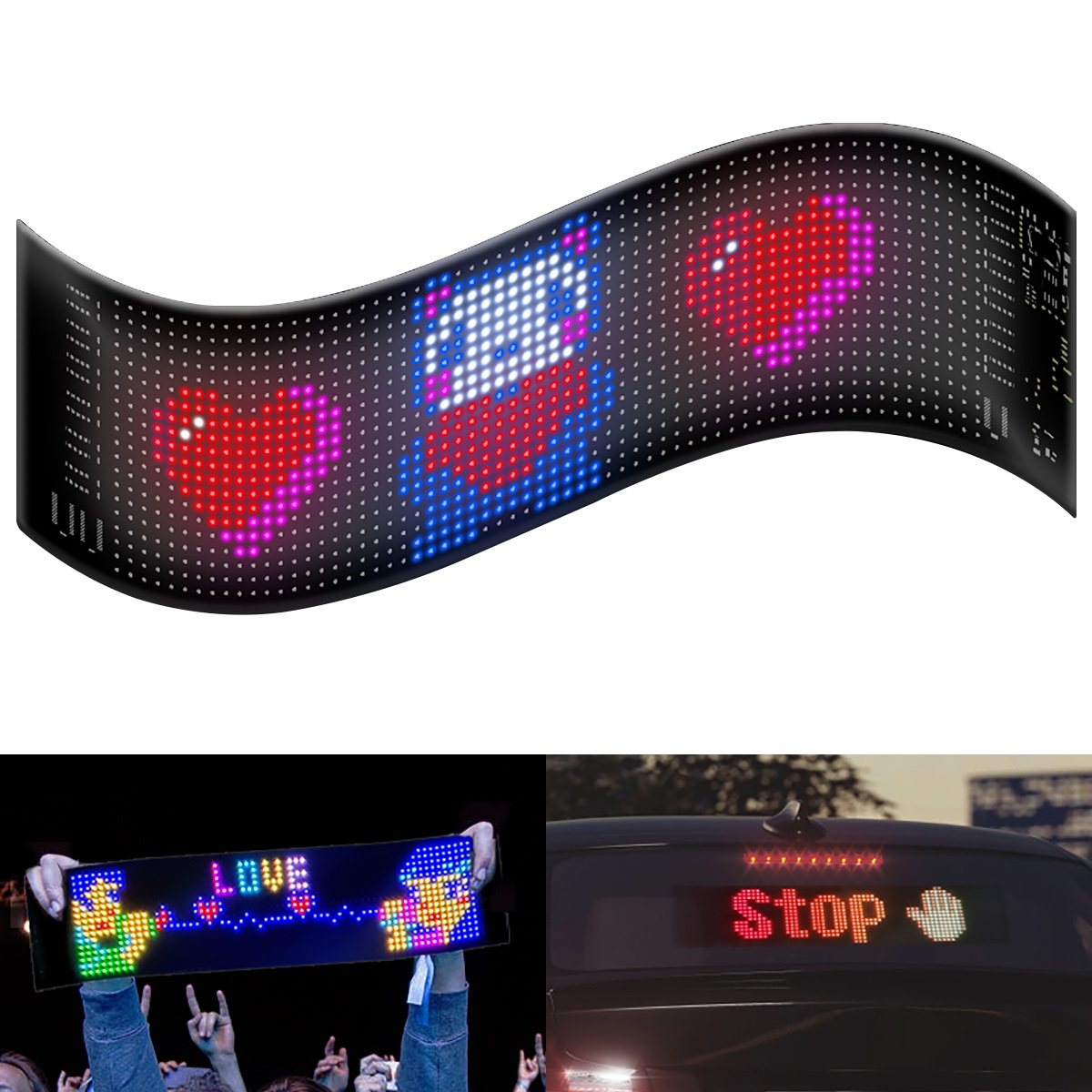 LED flexible display APP Bluetooth car advertising screen ip65 ...