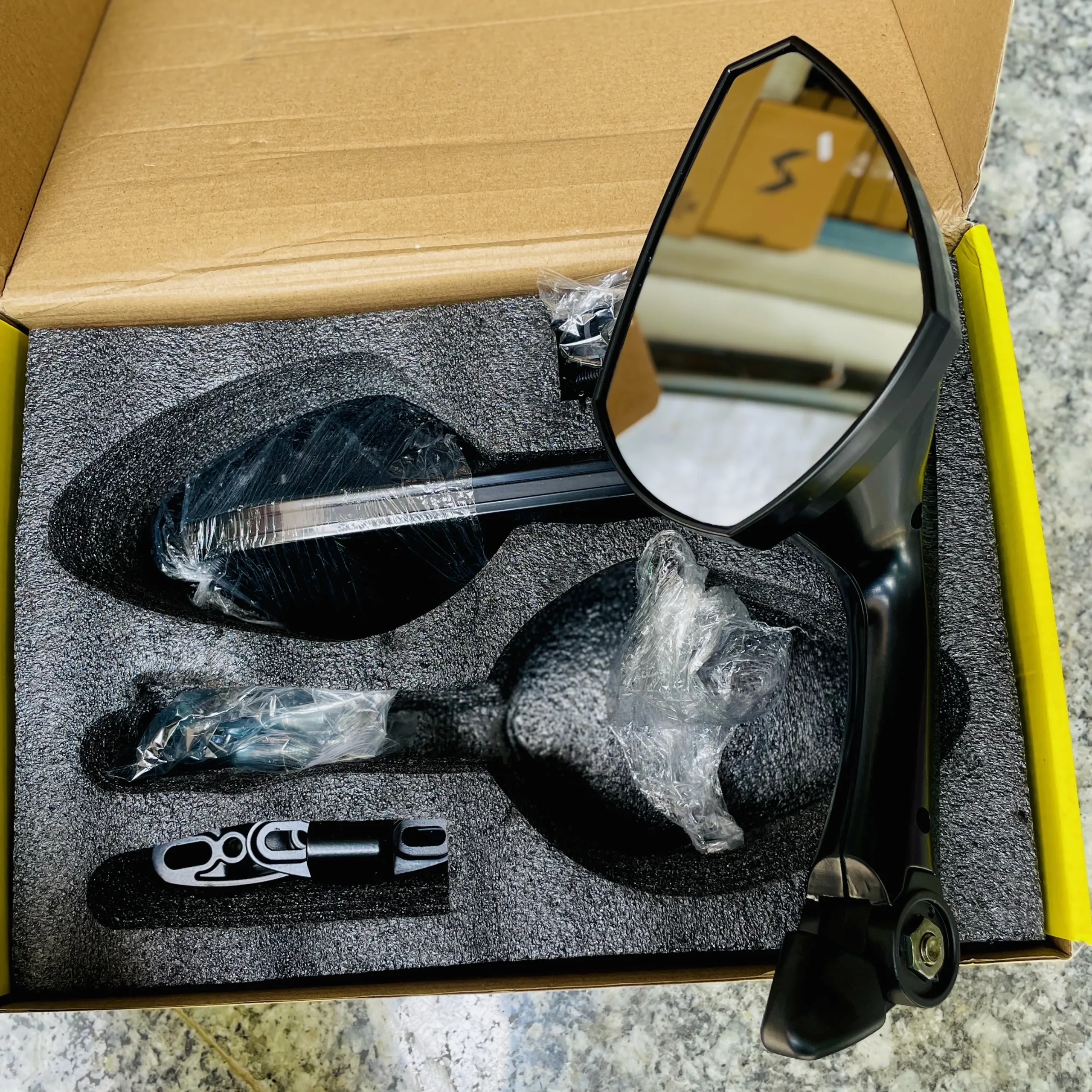 Universal Rear View Mirrors on Yoke + Visor Fitting for All Bikes and ...