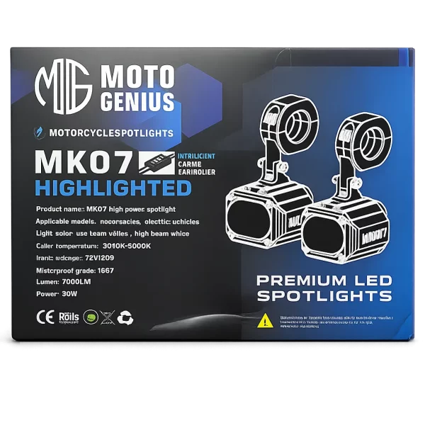 MotoGenius MK-07 60W Dual Color LED Fog Light Yellow White with Wiring ...